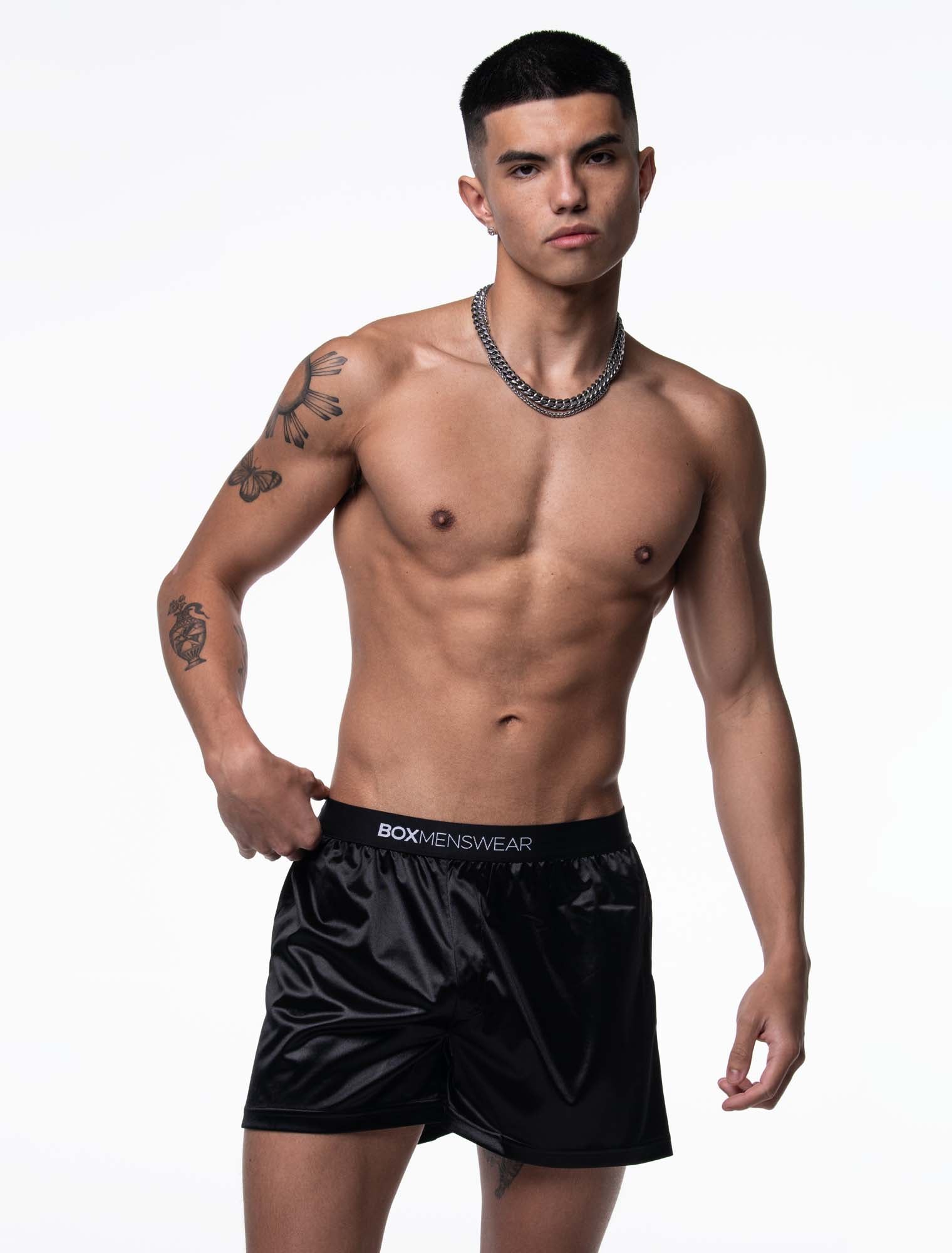 Silk Decline Boxer Shorts - Black Velvet – Box Menswear